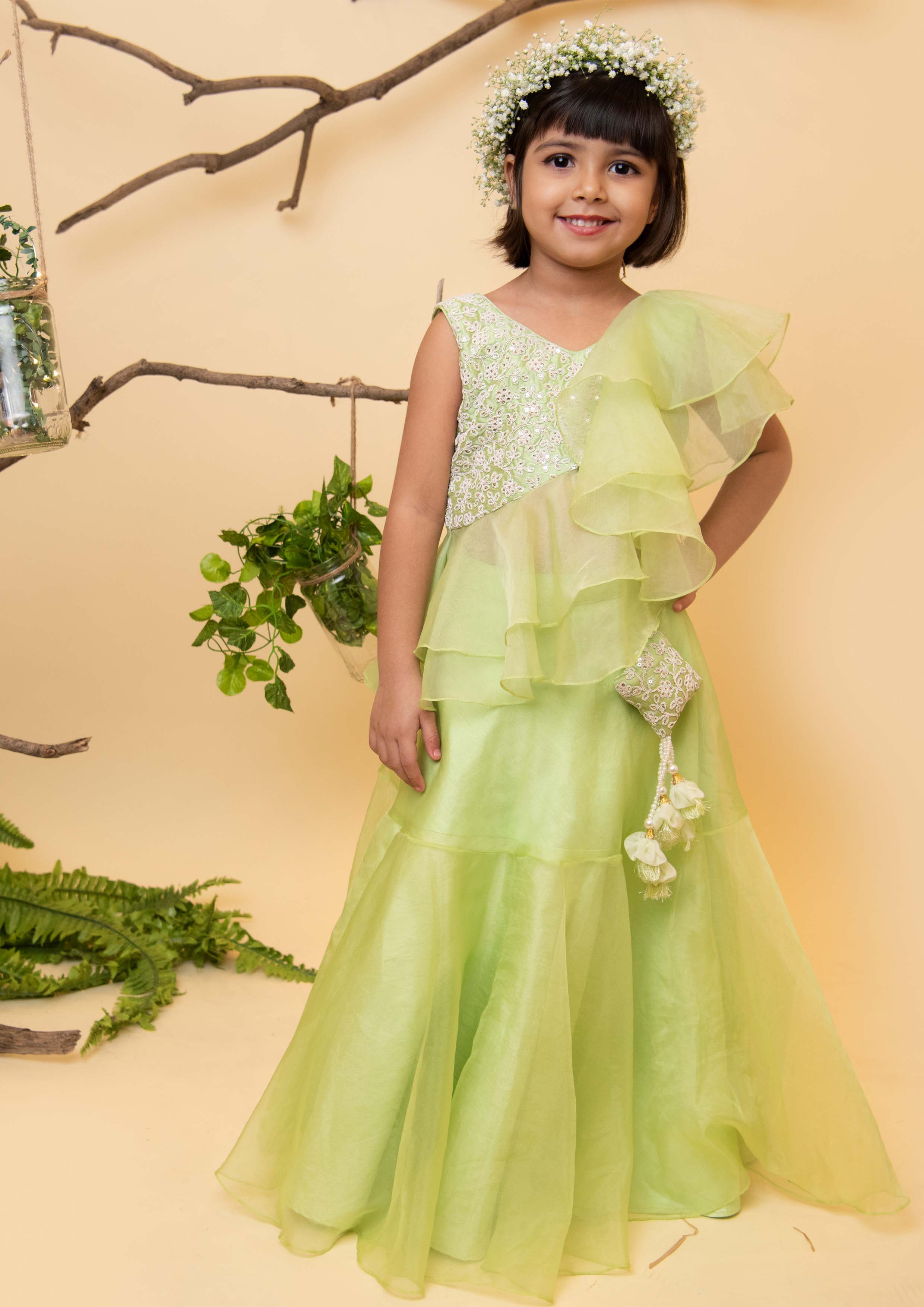 Green Dori Ghaghra Set – Lil Angels