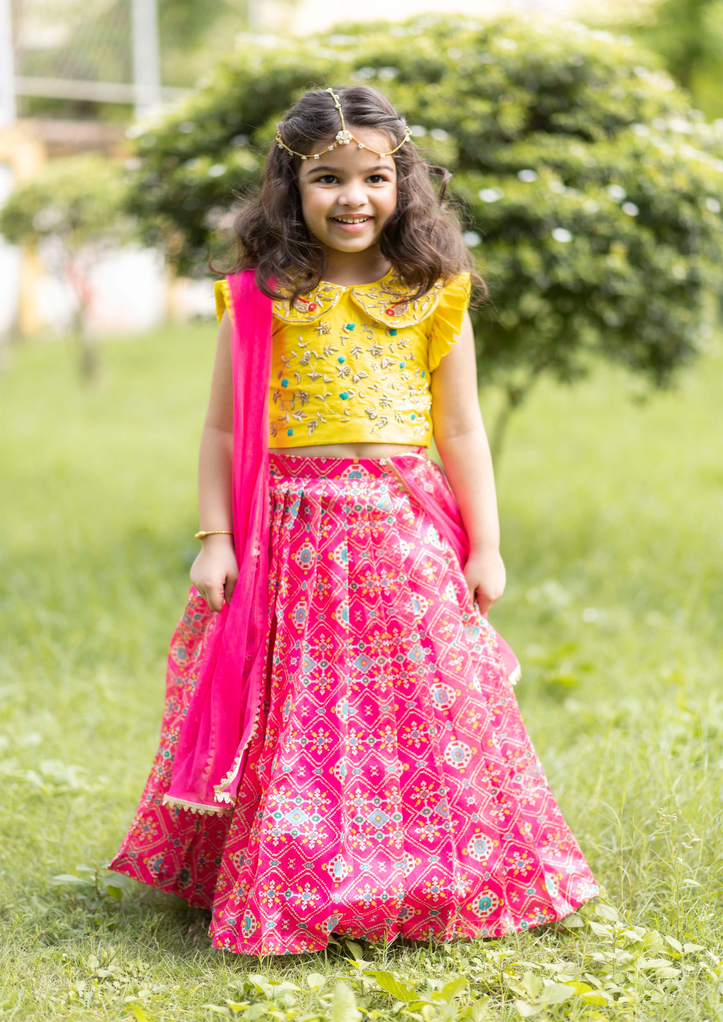 Pink Ikkat Ghaghra Set – Lil Angels